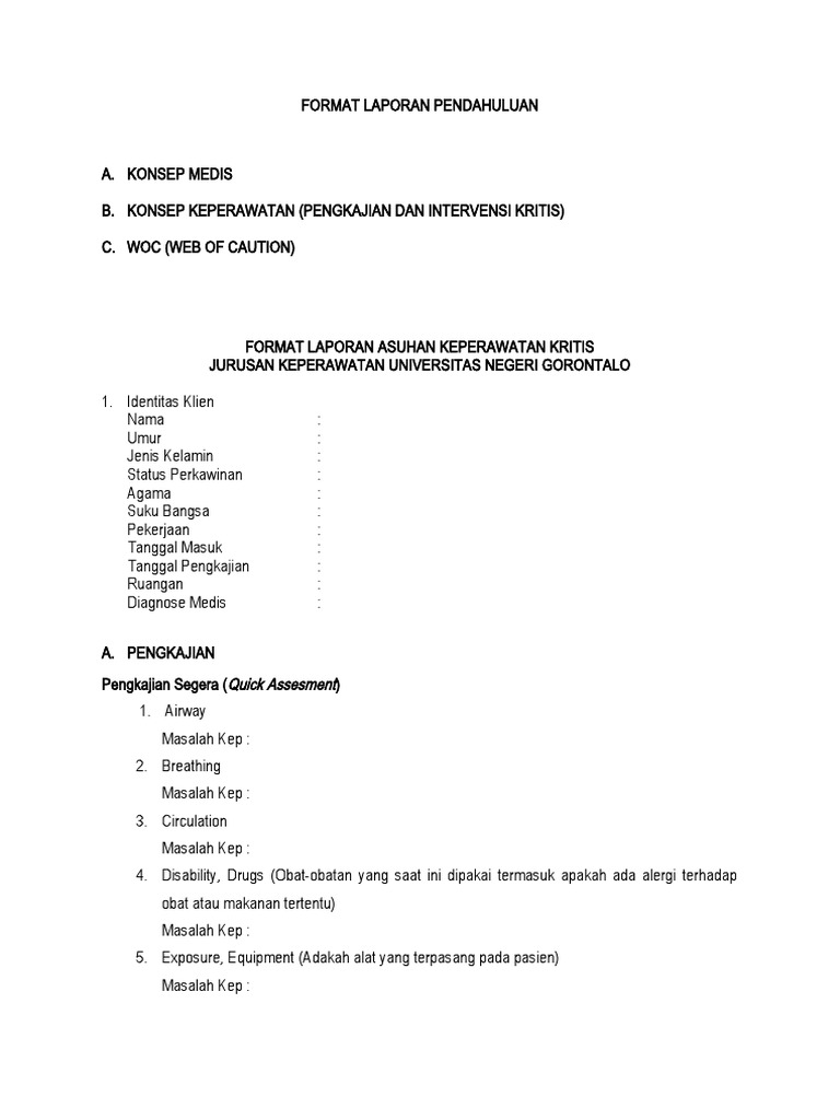 Format Laporan Askep | PDF