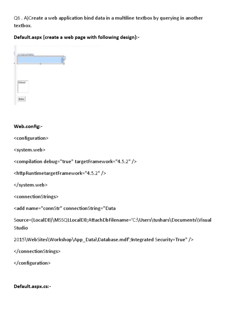 Default - Aspx (Create A Web Page With Following Design) | Download ...