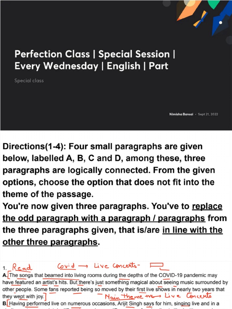Perfection Class Special Session Every Wednesday English Part With Anno ...