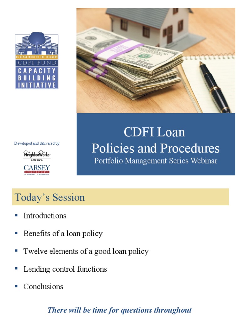 CDFI Loan Policy Guidelines Webinar | PDF | Loans | Real Estate Appraisal