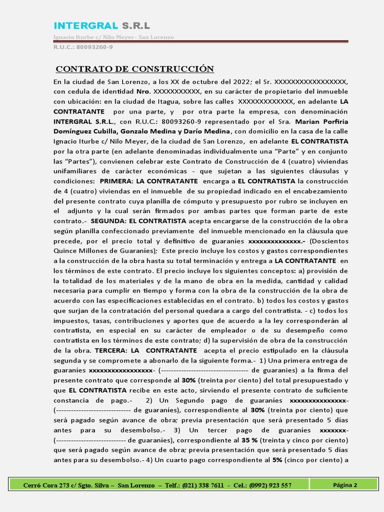 Contrato de Construccion Dario | PDF