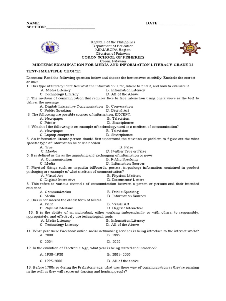 Mil G12 Midterm | PDF | Mass Media | Information