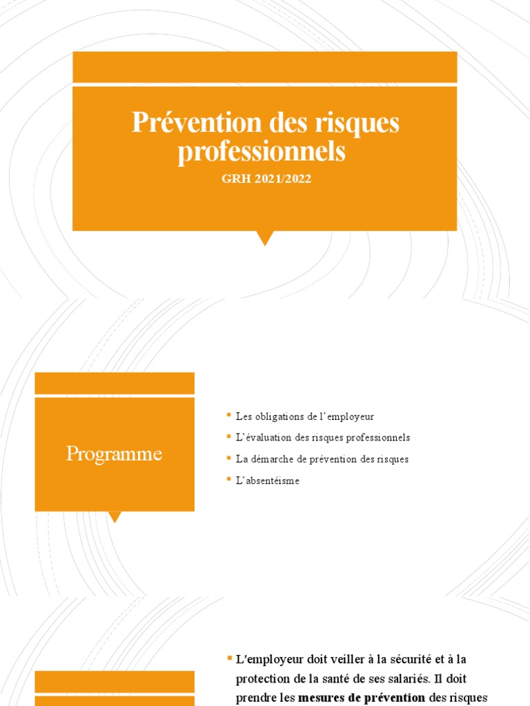 4 Prévention des risques professionnels | PDF | Prophylaxie | Risque
