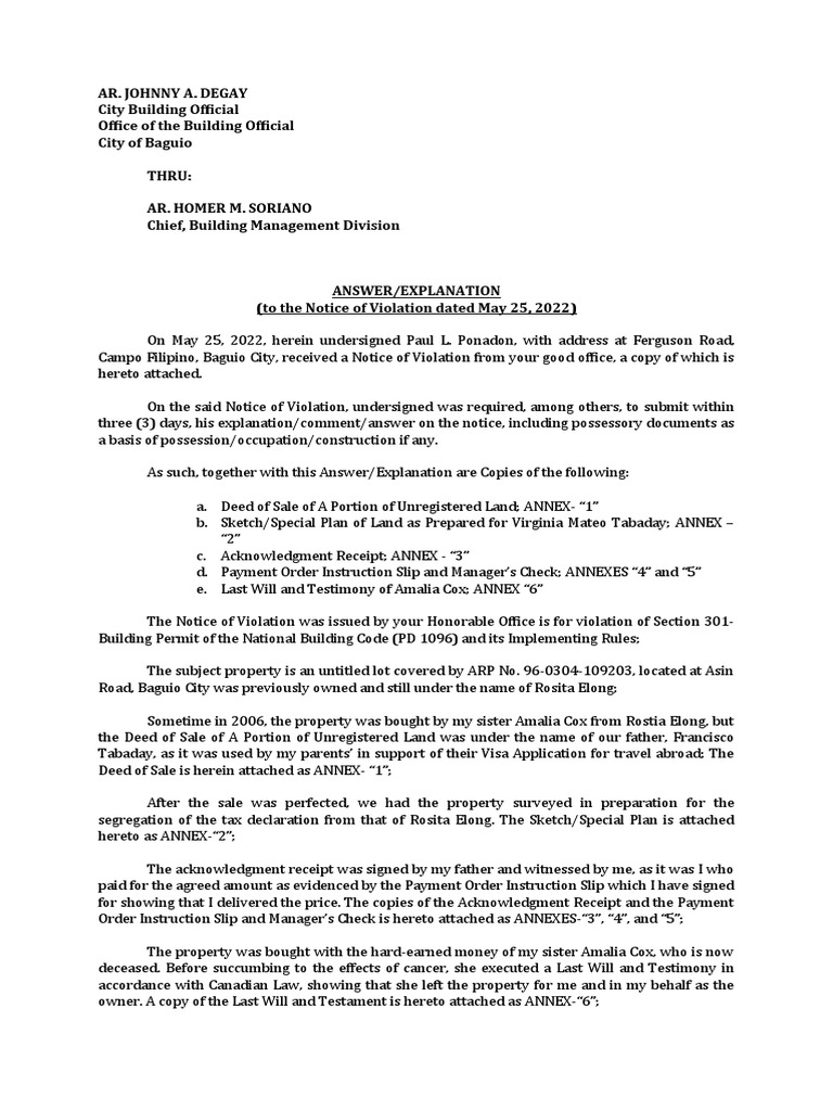 Explanation/Answer To Notice of Violation | PDF | Justice | Crime ...