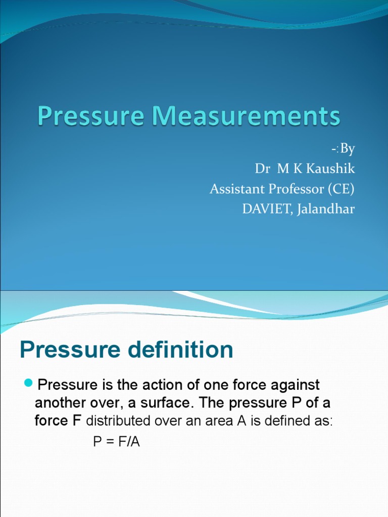 Chapter 5 Pressure Measurements Students | PDF | Pressure Measurement ...