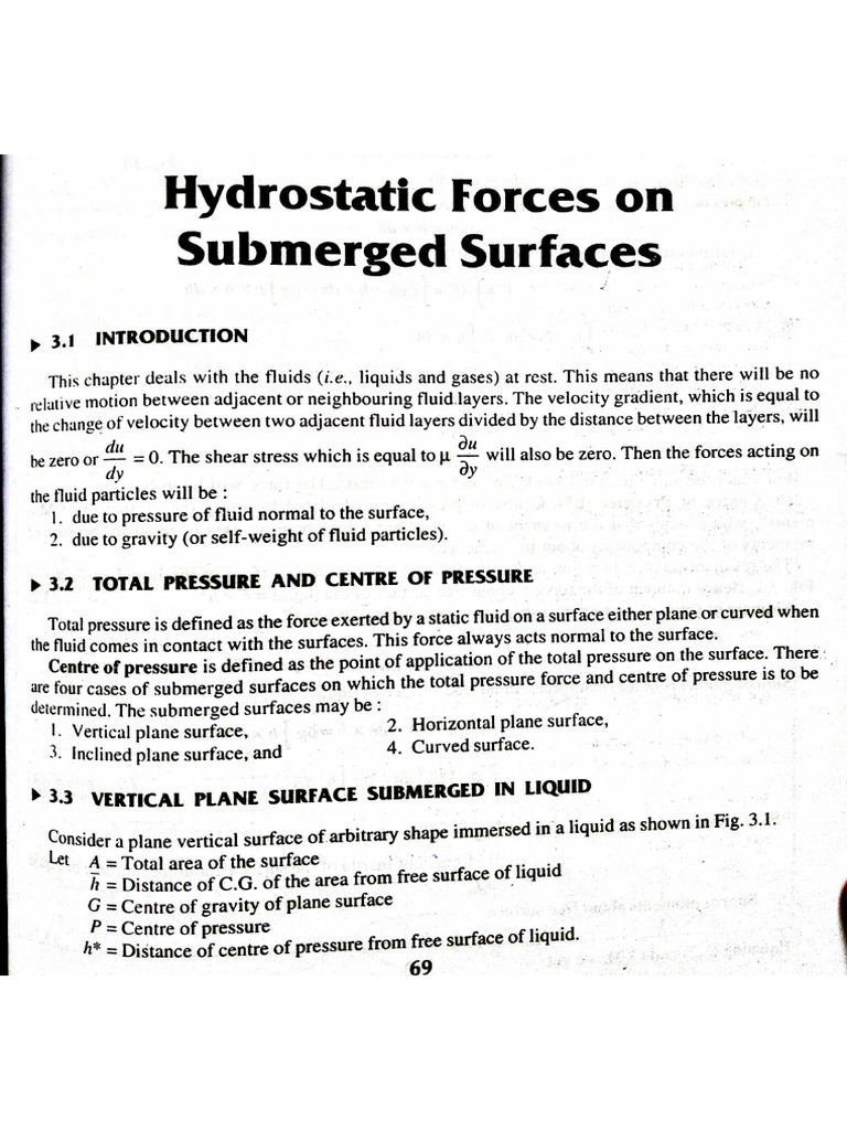FM Hydrostatic Forces On Submerged Surfaces | PDF
