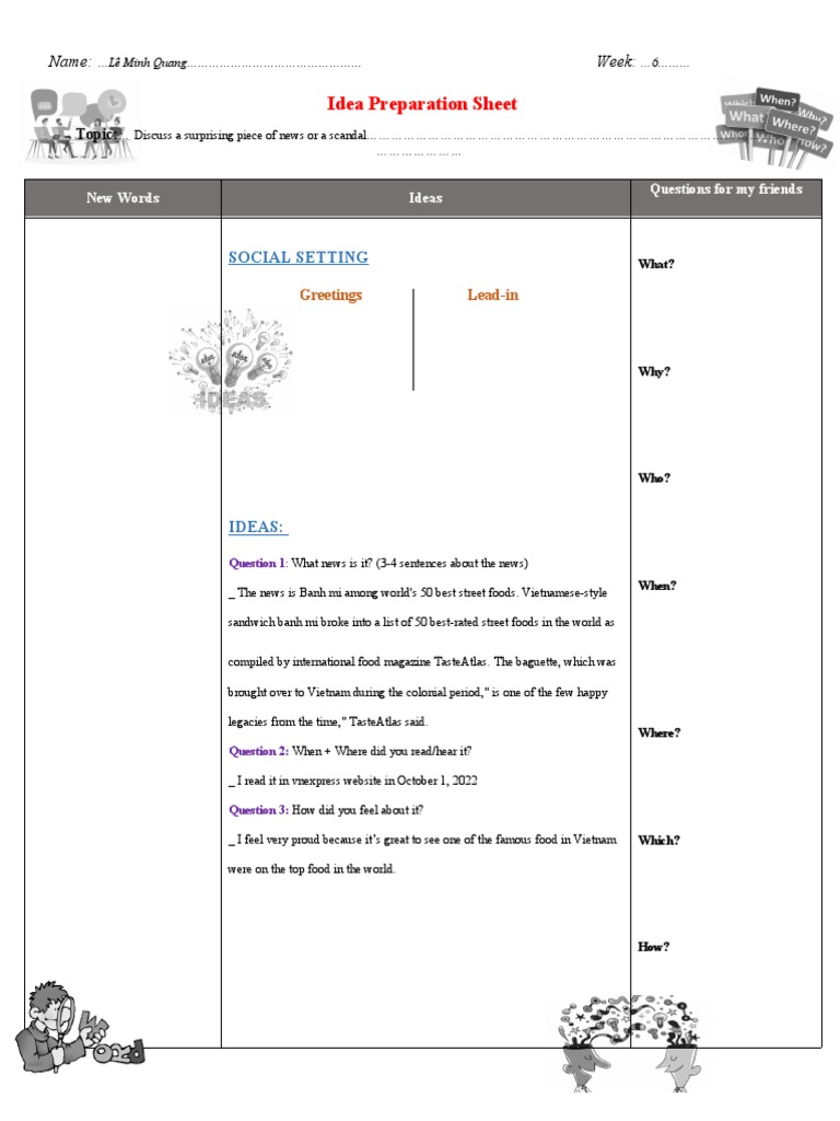 Idea Preparation Sheet | PDF | Career & Growth | Self-Improvement