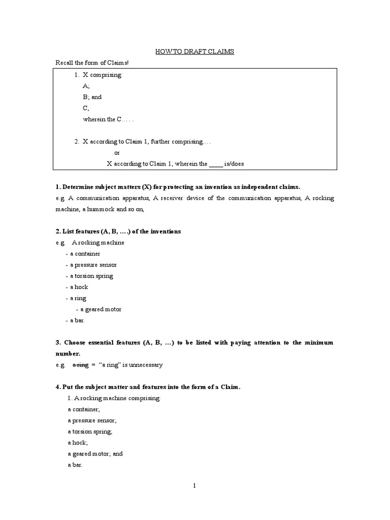 How To Draft A Claim | PDF | Machines | Mechanical Engineering