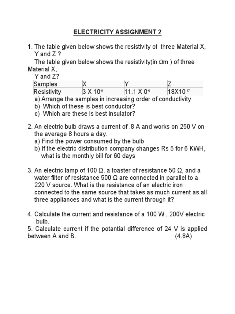 Electricity Assignment 2 | PDF