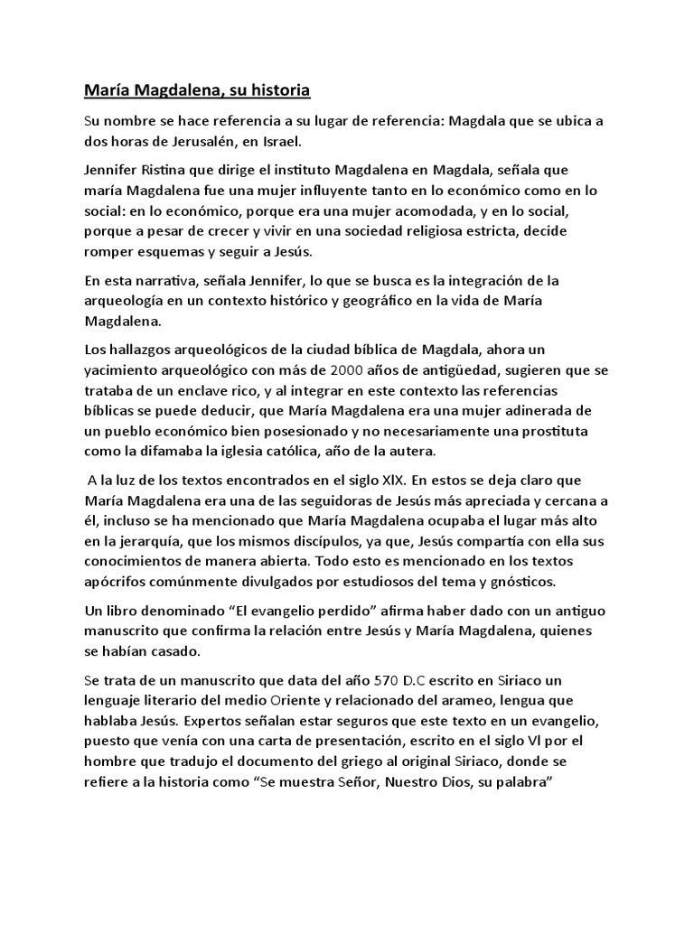 La Breve Historia de Maria Magdalena | PDF | María Magdalena | Jesús