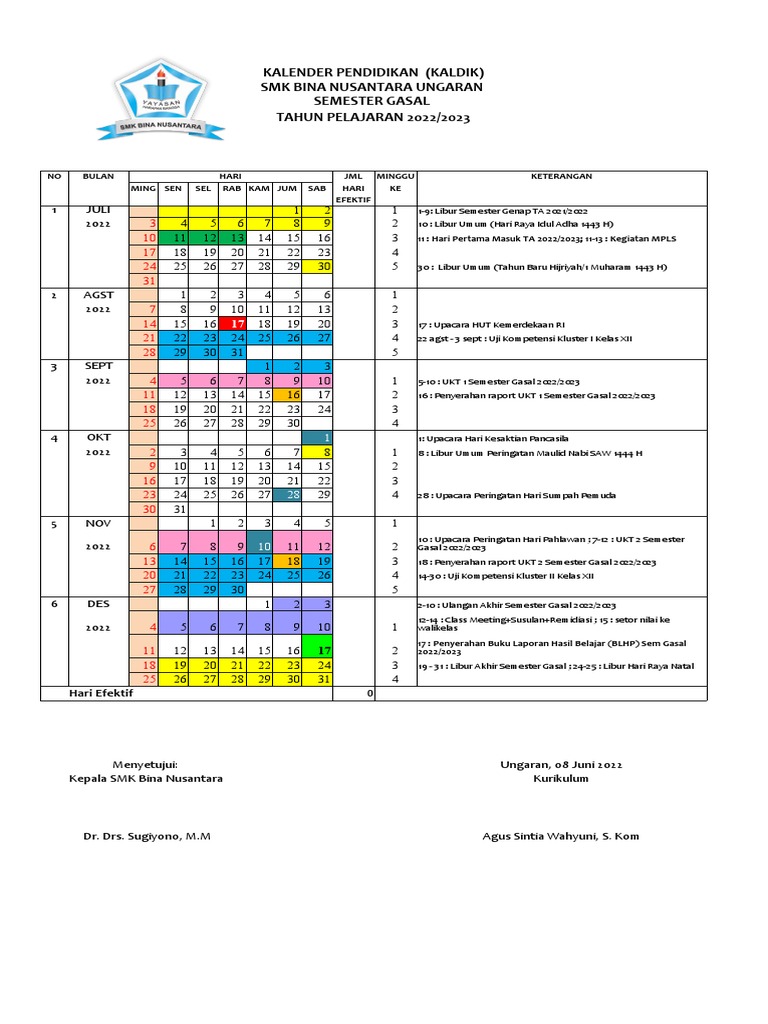 Kaldik SMK Binus 2022-2023 | PDF