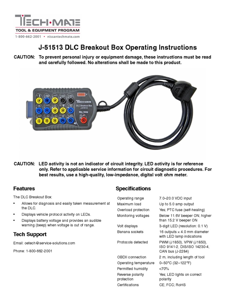 J-51513 Obd2 Breakout Box | PDF | Power Supply | Electrical Components