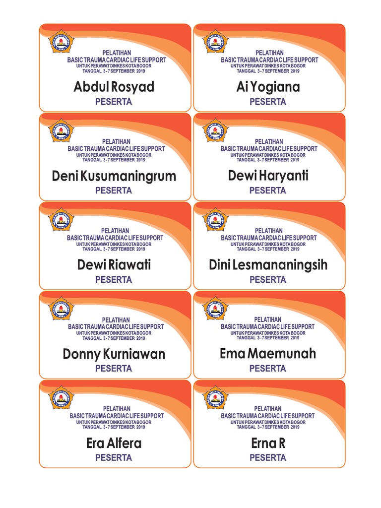 Master Nametag Peserta BTCLS - Versi17 | PDF