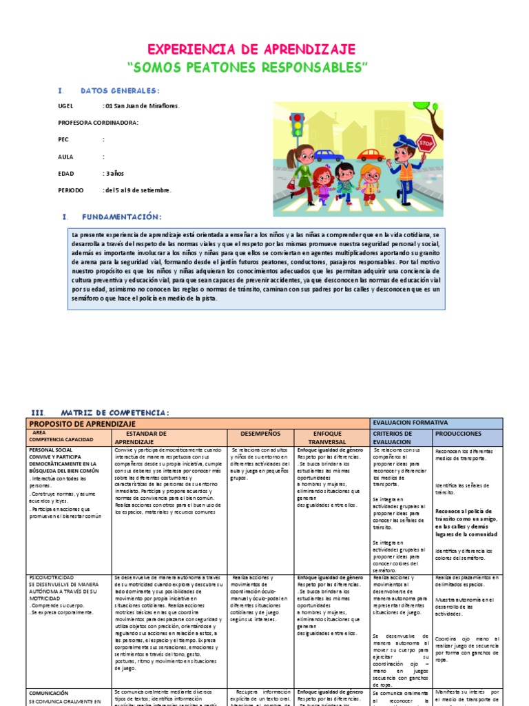Experiencia de Aprendizaje 3 Años 5 Setiembre | PDF | Evaluación | Aprendizaje
