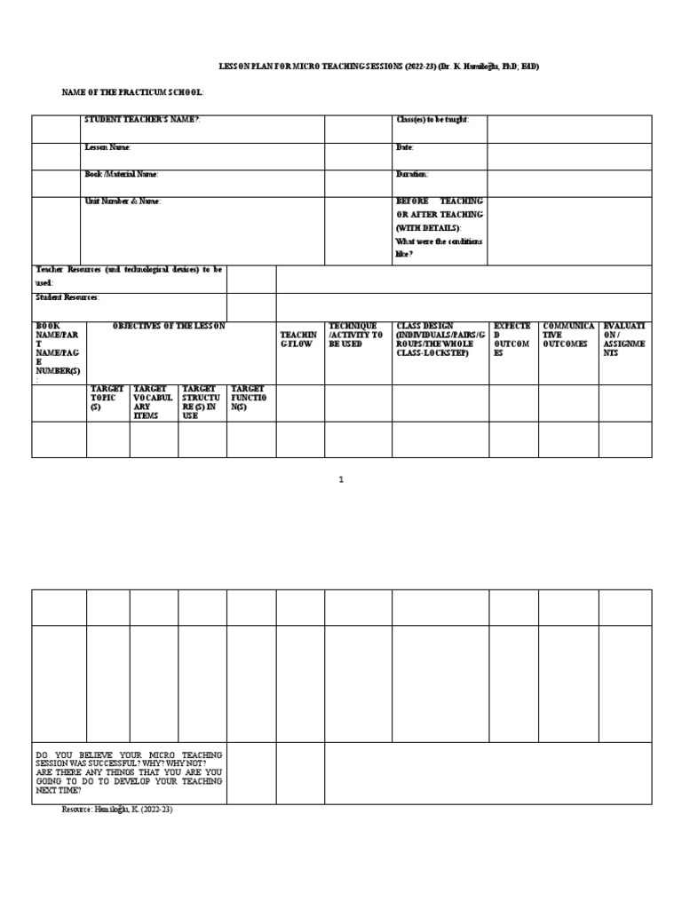 2022-23 Microteaching Lessonplan | PDF