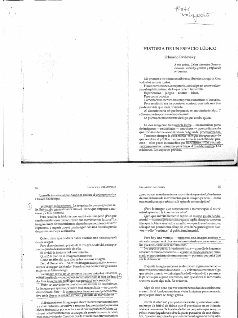 Pavlovsky - Historia de Un Espacio Ludico | PDF