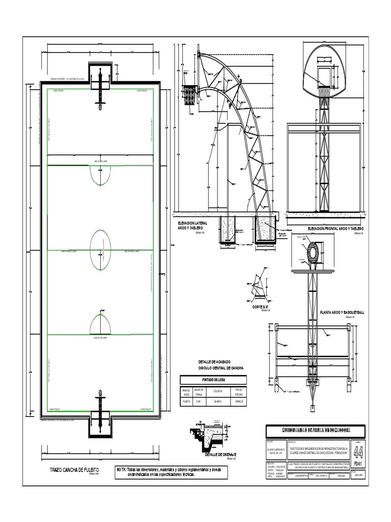 Plano Detalle de Losa Deportiva Modelo | PDF