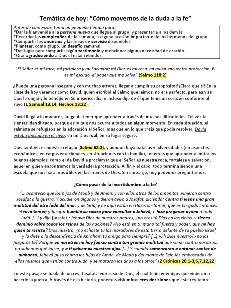 108 - Cómo Movernos de La Duda A La Fe-1 | PDF | Salmos | Oración