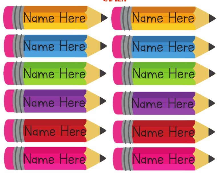 Pencil Name Tags Small | PDF