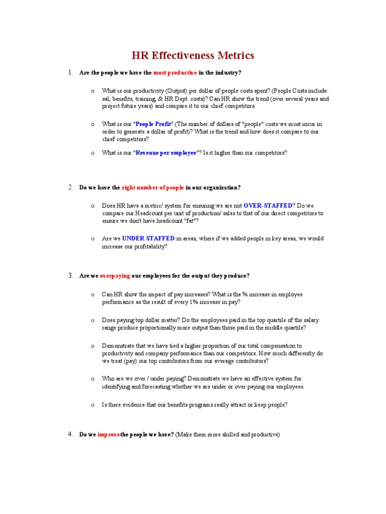 HR Effectiveness Metrics: Are The People We Have The in The Industry ...