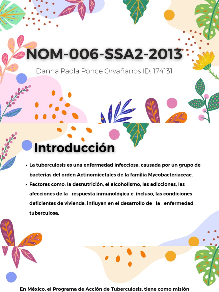 Nom-006-Ssa2-2013 (Id 174131) | PDF | Tuberculosis | Asistencia sanitaria preventiva