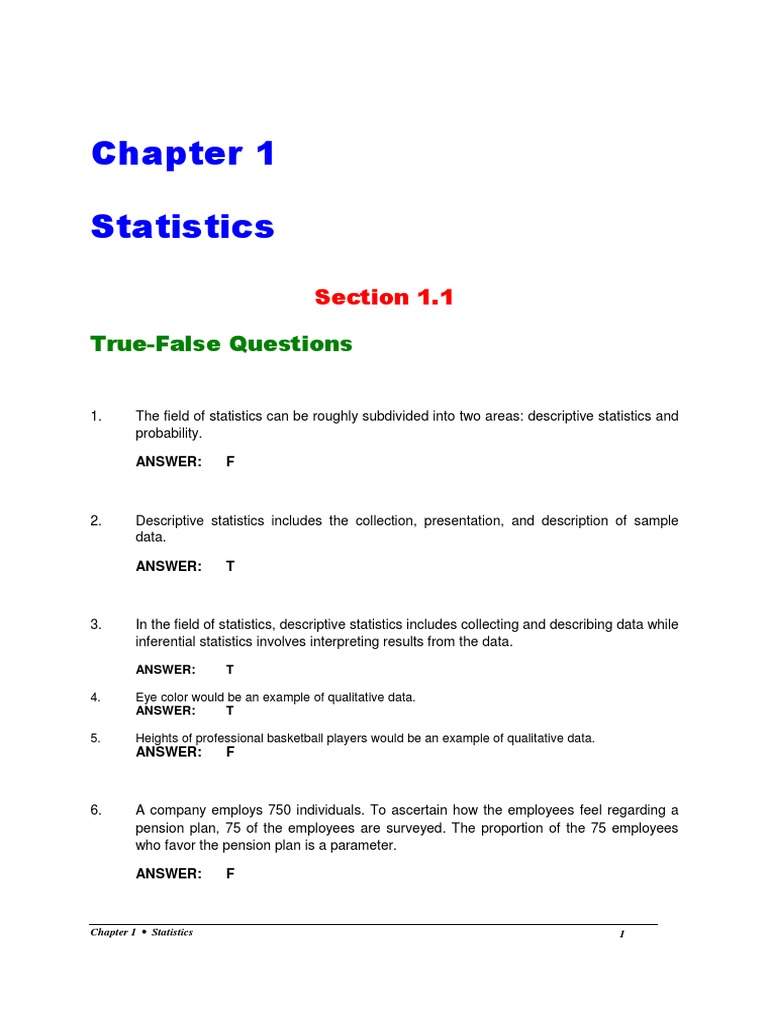 Chapter 1 at BULLET Statistics Chapter 1 | PDF | Sampling (Statistics) | Statistics