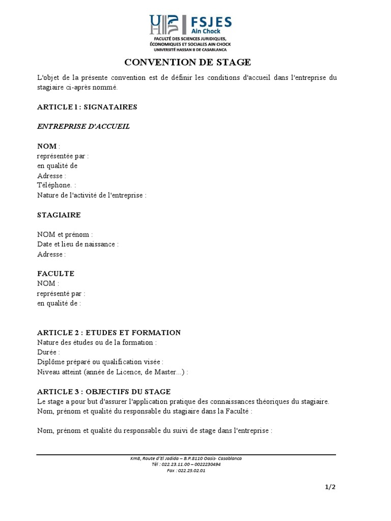 Convention de Stage | PDF
