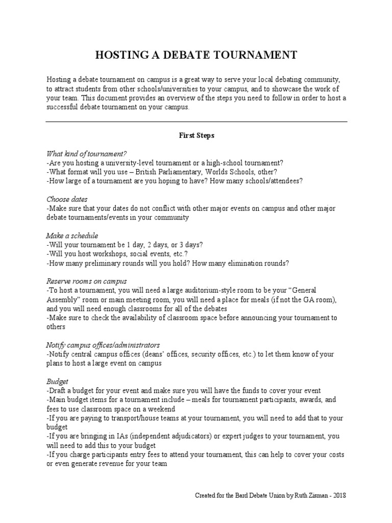 Hosting A Debate Tournament | PDF