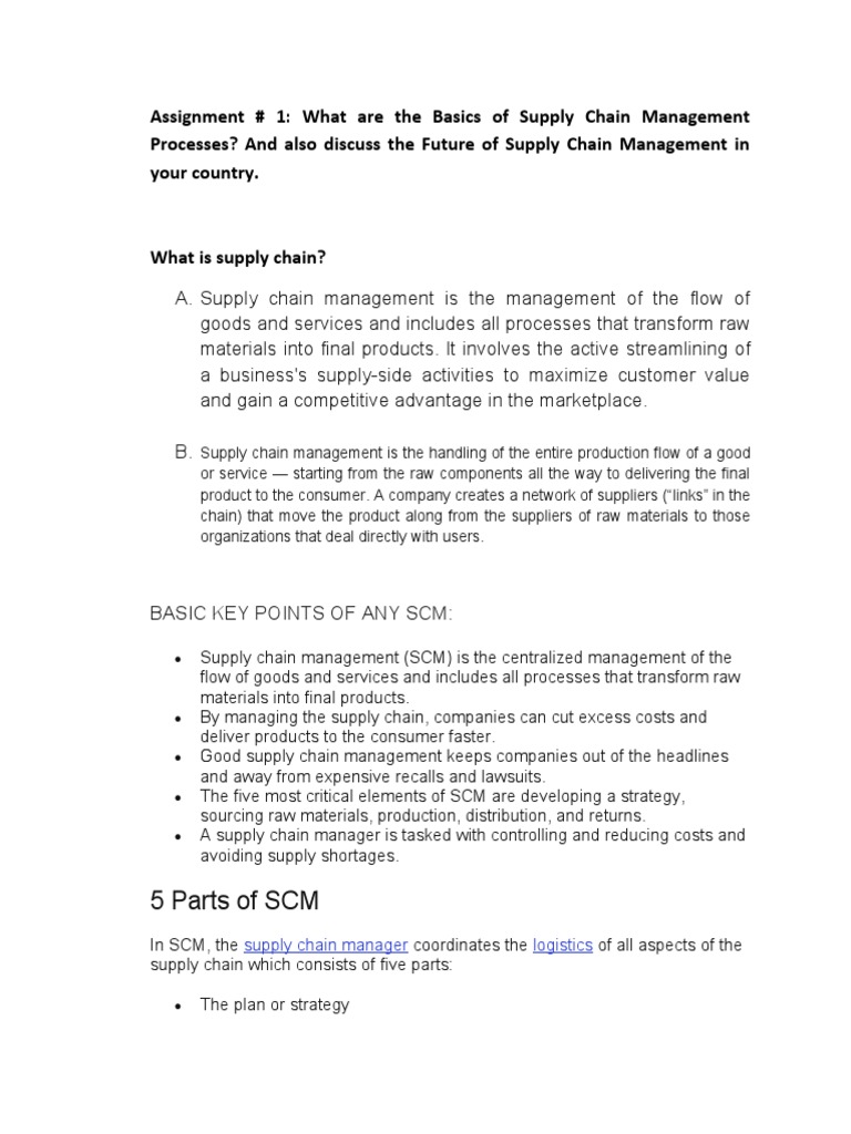 Assignment SCM | PDF | Supply Chain | Supply Chain Management