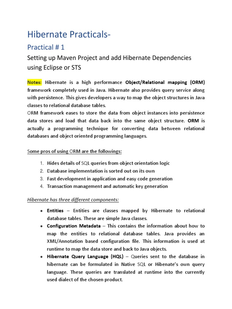 Hibernate Practicals | PDF | Software | Software Design