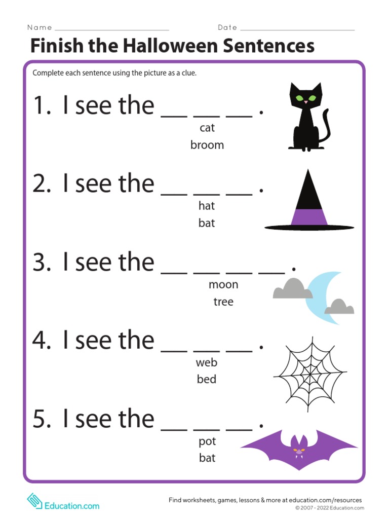 Finish The Halloween Sentences | PDF