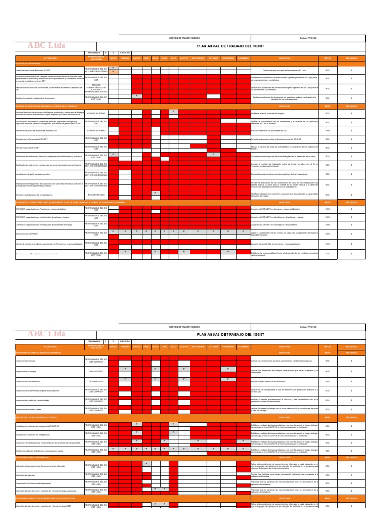 Plan Anual de Trabajo ABC Ltda | PDF | Ciencias de la Salud