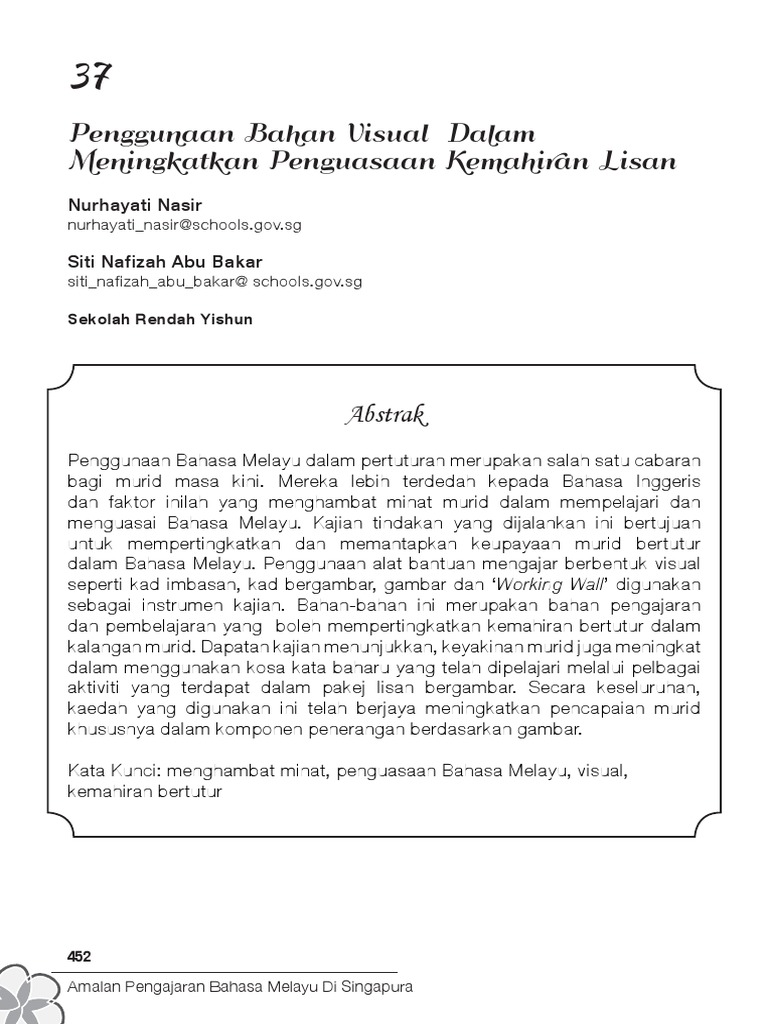 37 Penggunaan Bahan Visual Dalam Meningkatkan Penguasaan Kemahiran Lisan | PDF