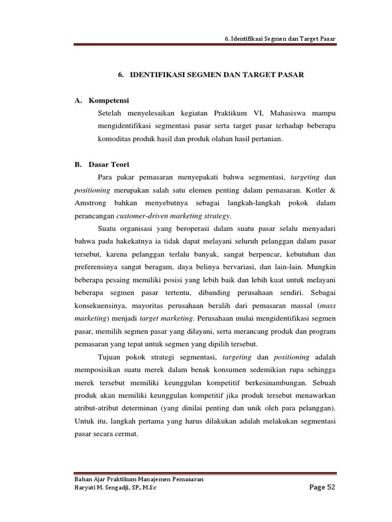 Identifikasi Segmen dan Target Pasar | PDF | Bisnis