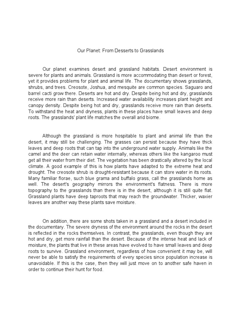 From Deserts to Grasslands: Habitats and Adaptations | PDF | Desert ...