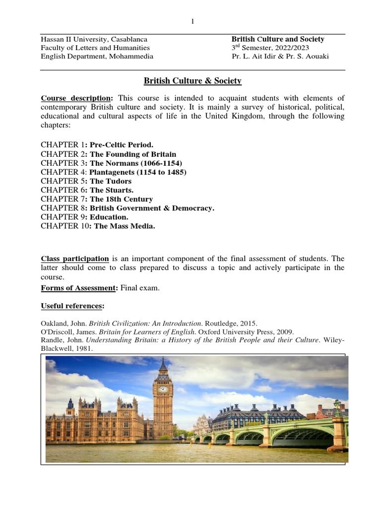 British Culture & Society Course | PDF | Anglo Saxons | Wessex