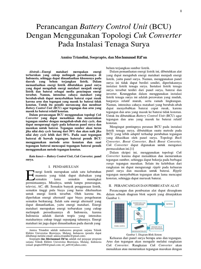 ID Perancangan Battery Control Unit Bcu Den | PDF