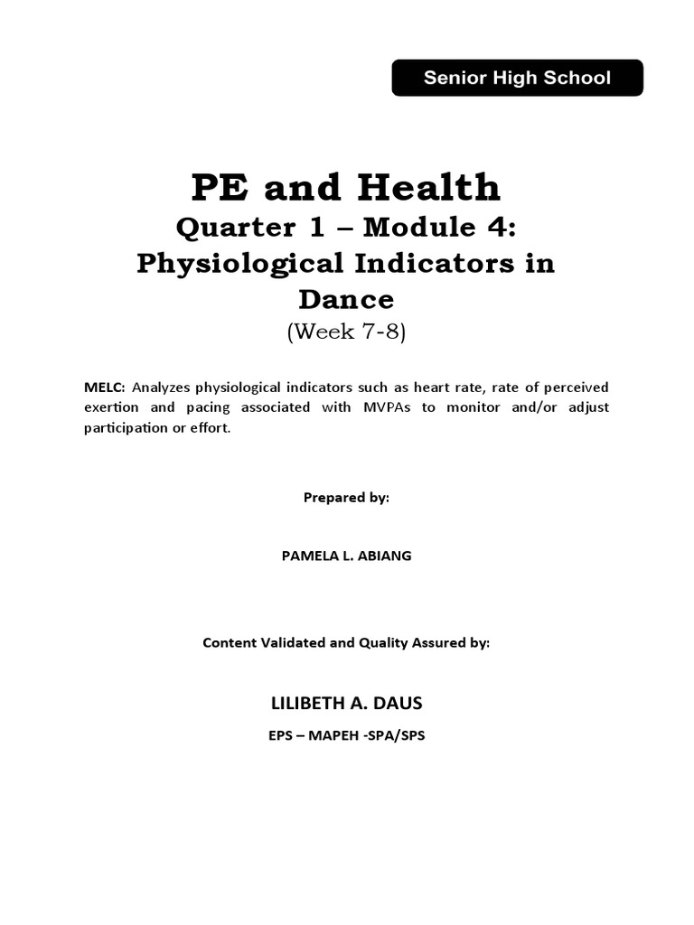 Physical Education and Health 3 Grade 12 Module 4 | PDF | Physical ...