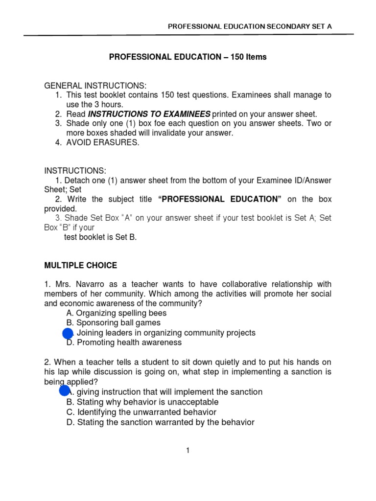 First Profed SET ASec2020FINAL 1 | PDF | Educational Assessment | Teachers