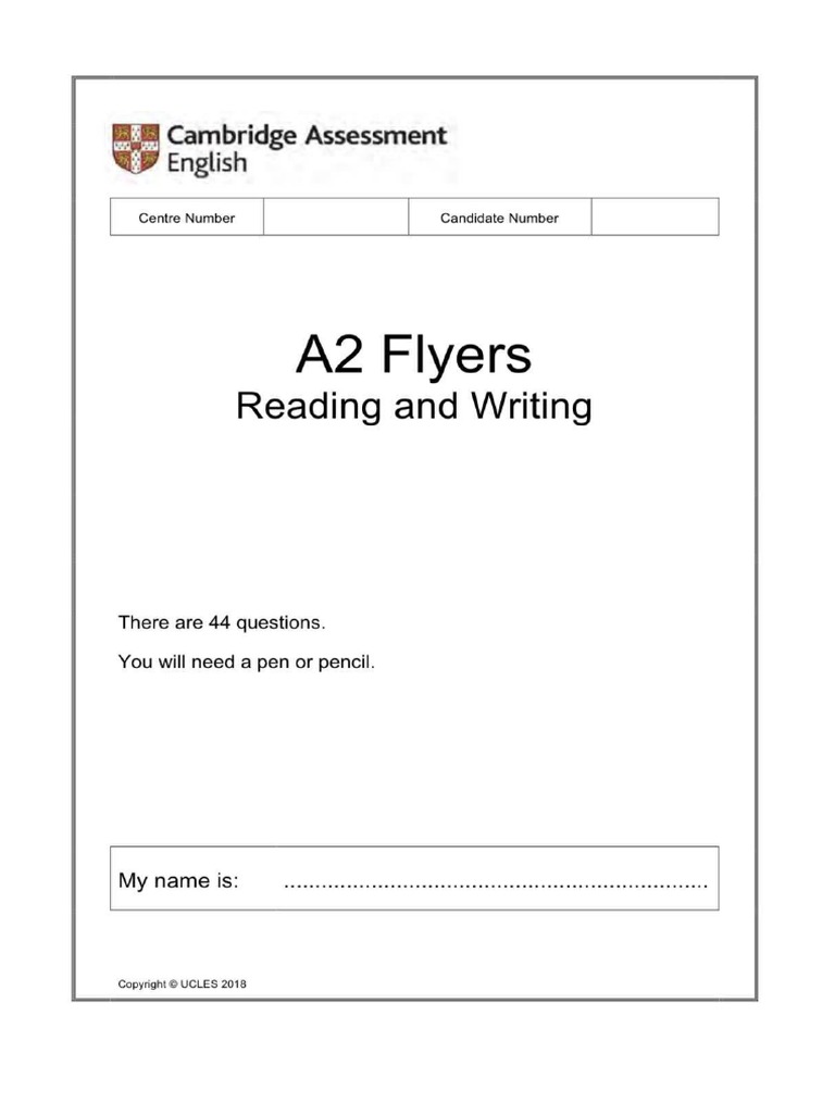 Flyers Test 2 - Reading & Writing | PDF