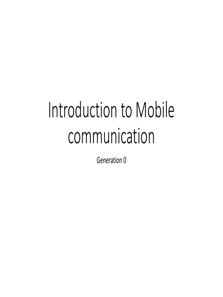 Day 1 - Introduction To Mobile Communication | PDF | Radio | Telephone
