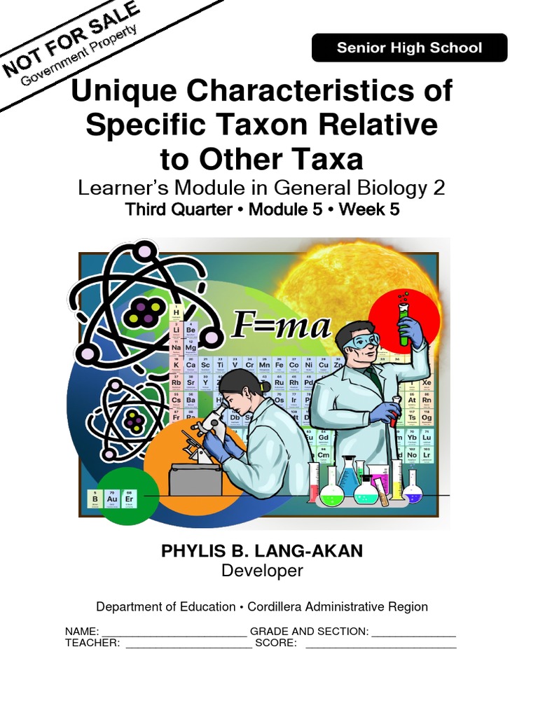 GB2 11 q3 Mo5 wk5 Unique Characteristics of Specific Taxon Relative To ...