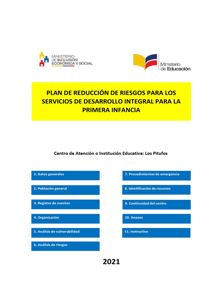 LOS PITUFOS-FIRMADO PLAN DE REDUCCION DE RIESGOS 2021 - CDI Firma Didigital-Signed-Signed | PDF ...