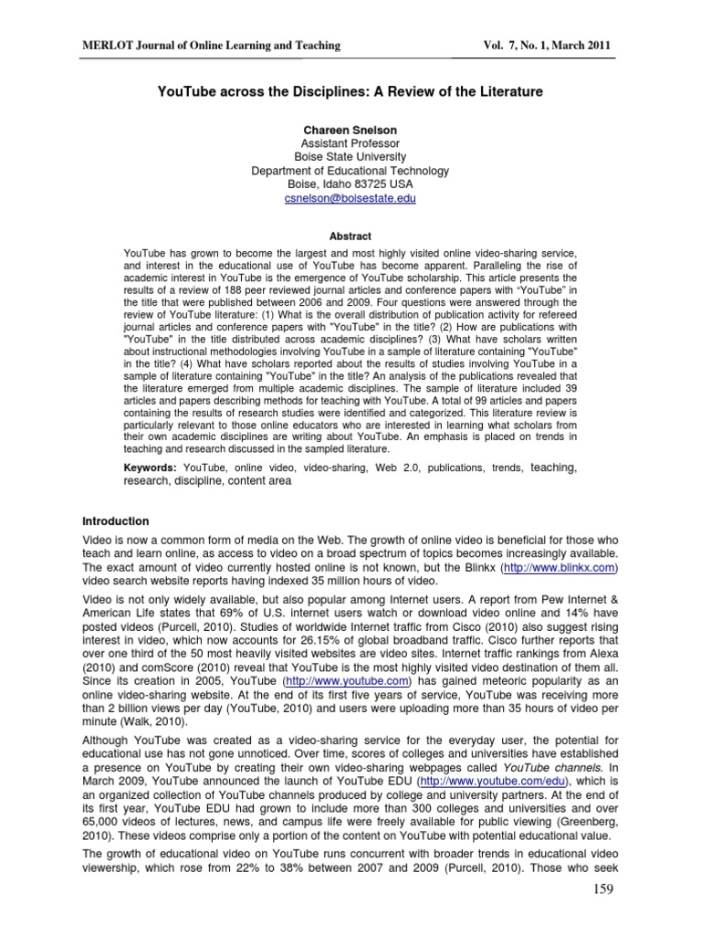 Snelson - YouTube Across The Disciplines A Review of The Literature ...