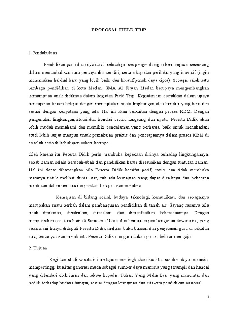 Contoh Proposal Field Trip | PDF