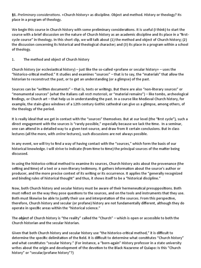 (Clip) TH 01 Preliminary Considerations (Transcript) | PDF | Theology | Catholic Church