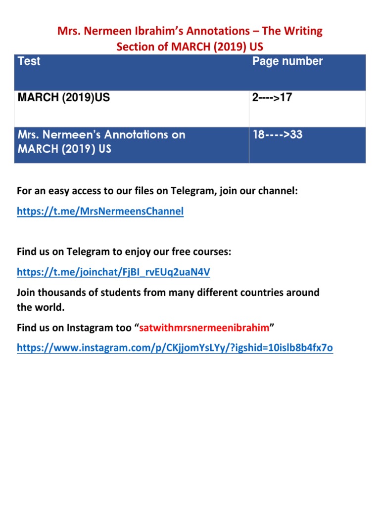 Mrs. Nermeen Ibrahim's Annotations On MARCH 2019 US | PDF