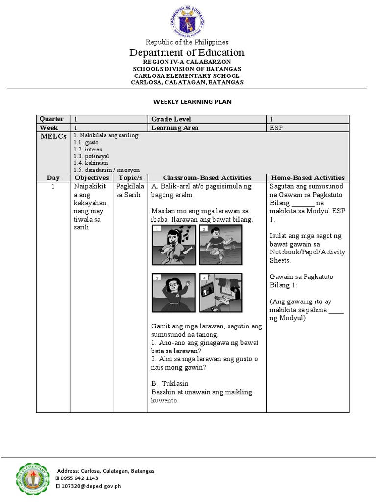 Weekly Learning Plan | PDF