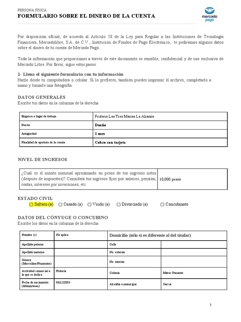 Formulario de Datos Adicionales | PDF | Economias