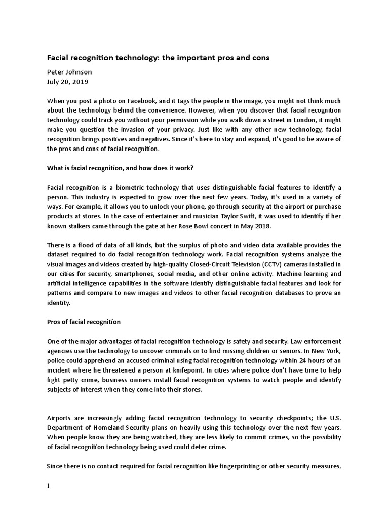 Source 1 Facial Recognition Technology The Important Pros And Cons